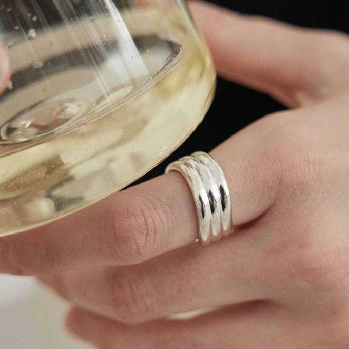 [Silver] Triple Wave Ring - HAGO(하고)