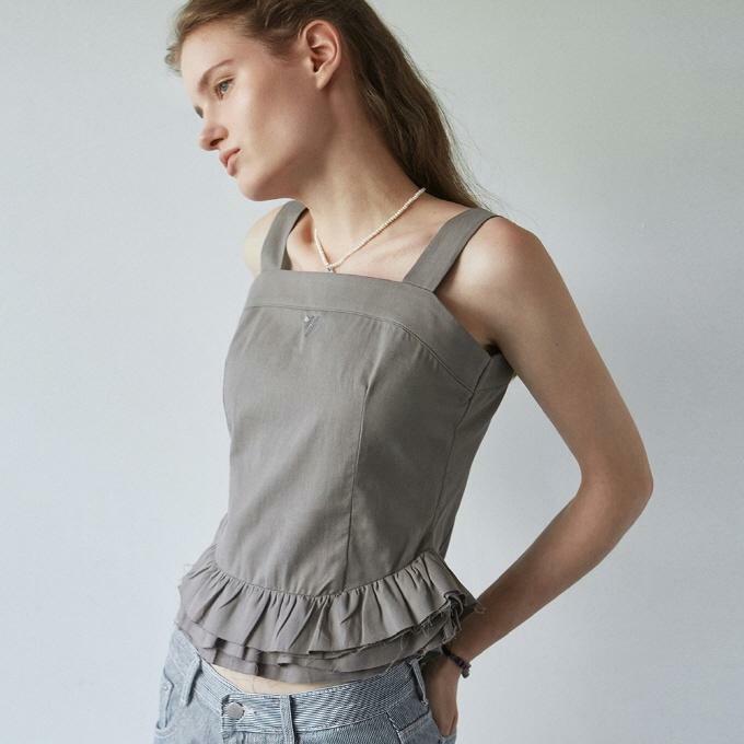 NNC FRILL CUTTING BUSTIER_KHAKI - 하고(HAGO)