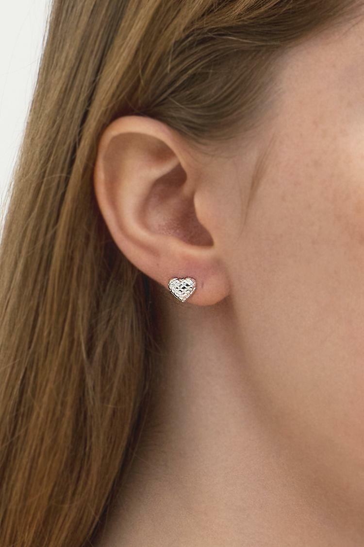check heart earrings (2color) - 하고(HAGO)