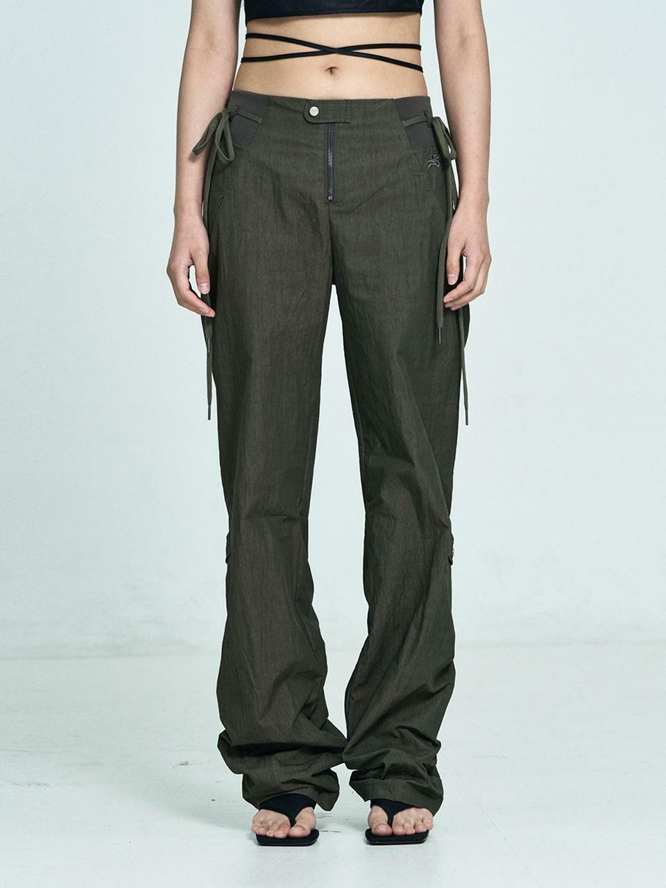Leg string vintage track pants - Khaki - HAGO(하고)