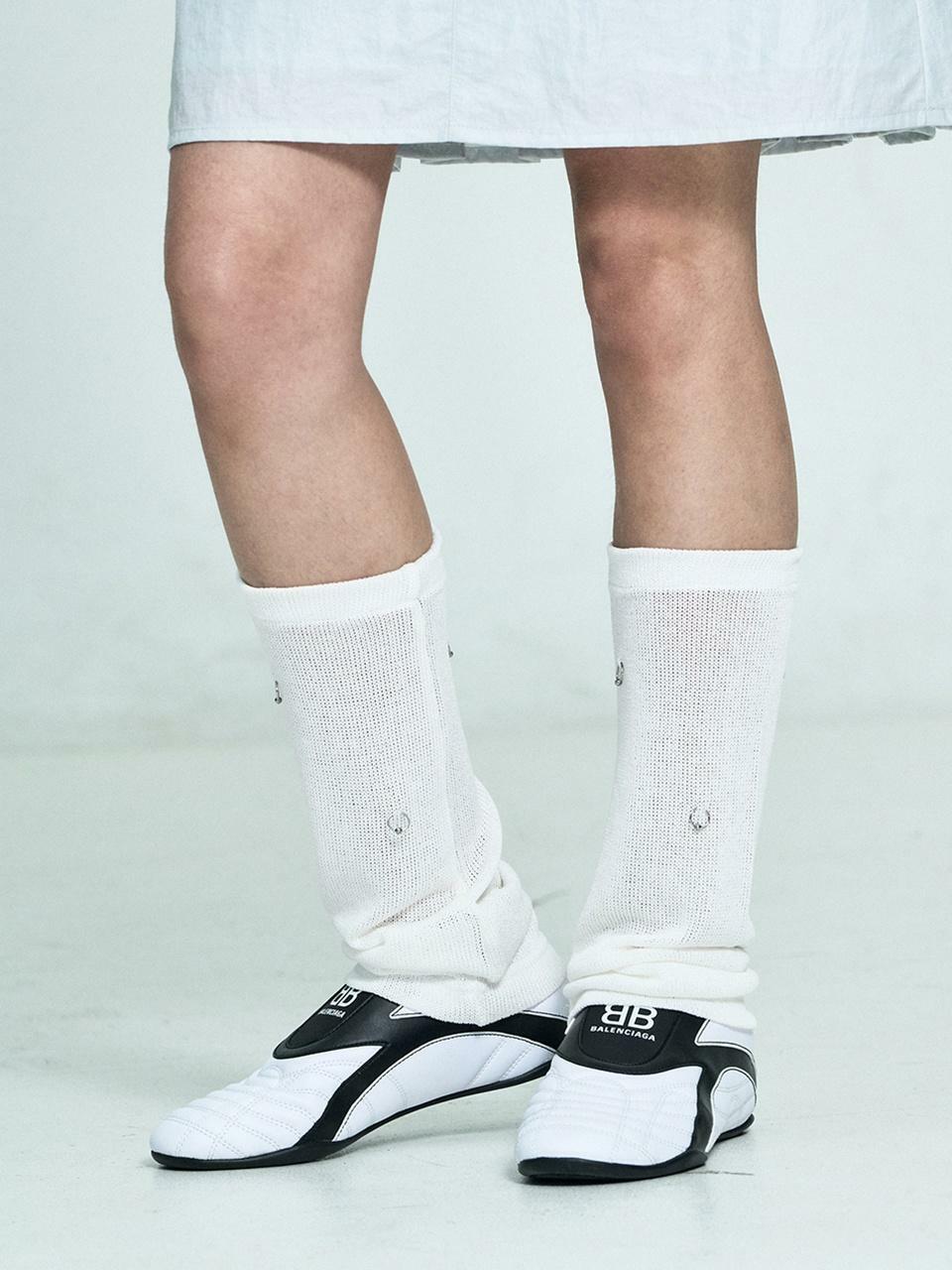 Piercing leg warmer - White - HAGO(하고)