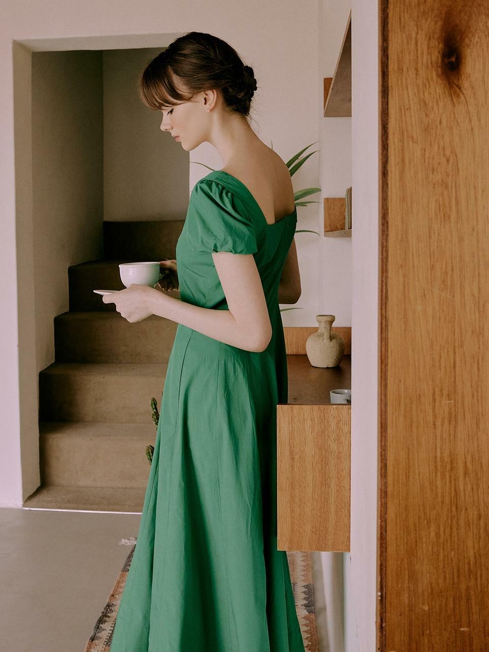 Juicy square dress (green) - 하고(HAGO)