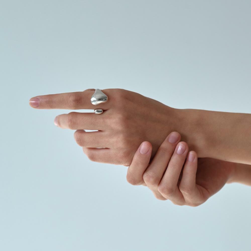 Pebble open ring(Silver) - HAGO(하고)