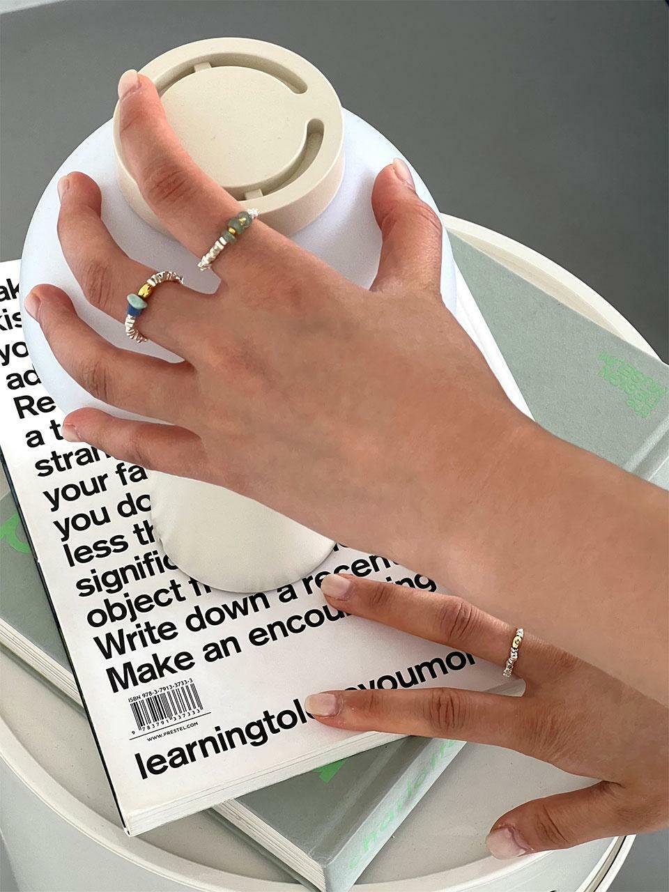 [SILVER] Silver chip stone ring - HAGO(하고)