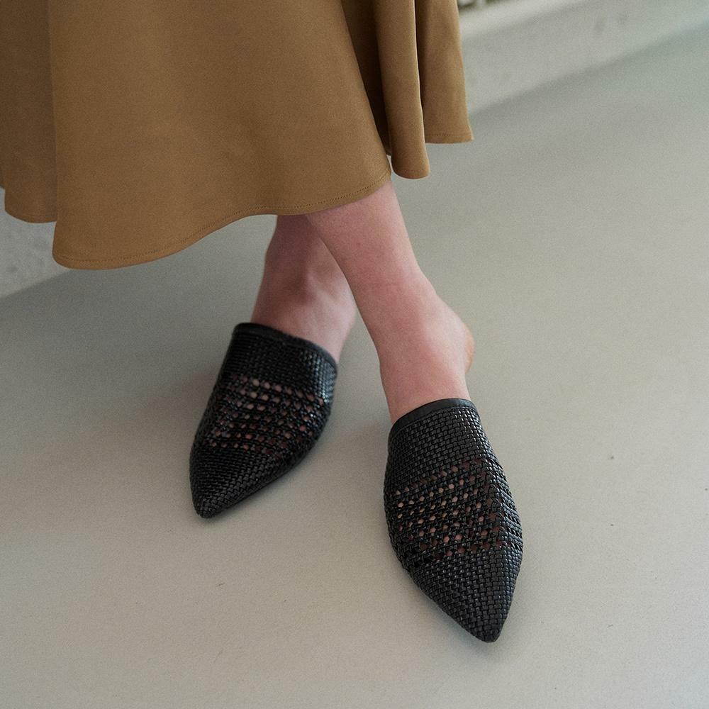 Weaving slides bloafer - 4color 1cm 위빙 슬라이드 뮬 슬리퍼 샌들 - 하고