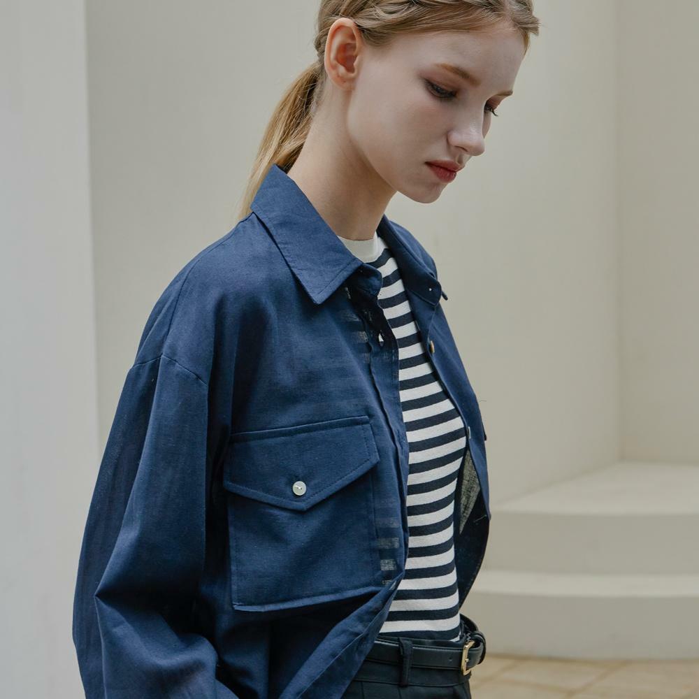 Basic Linen 셔츠_navy - HAGO(하고)