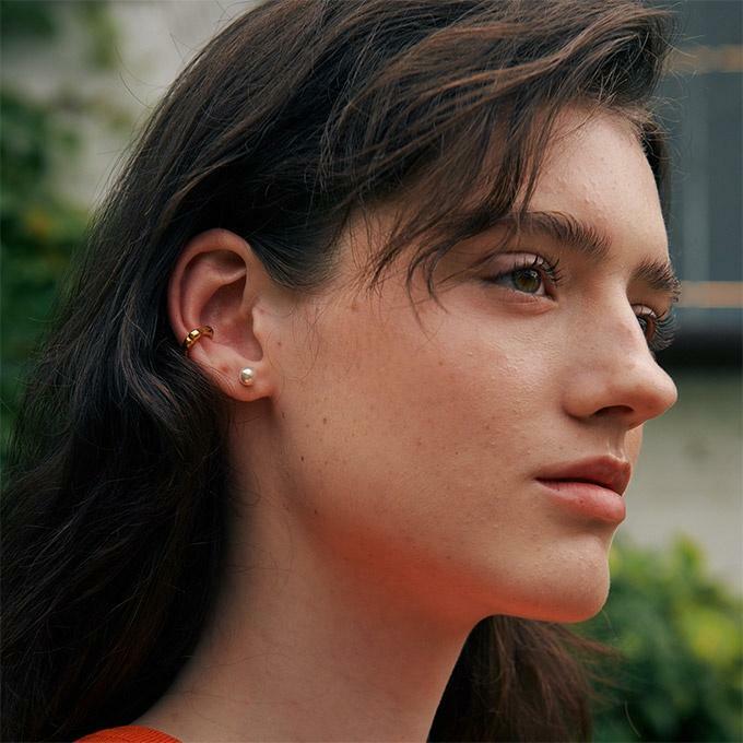 Deux.silver.90 / bambou earcuff (gold ver.) - HAGO(하고)