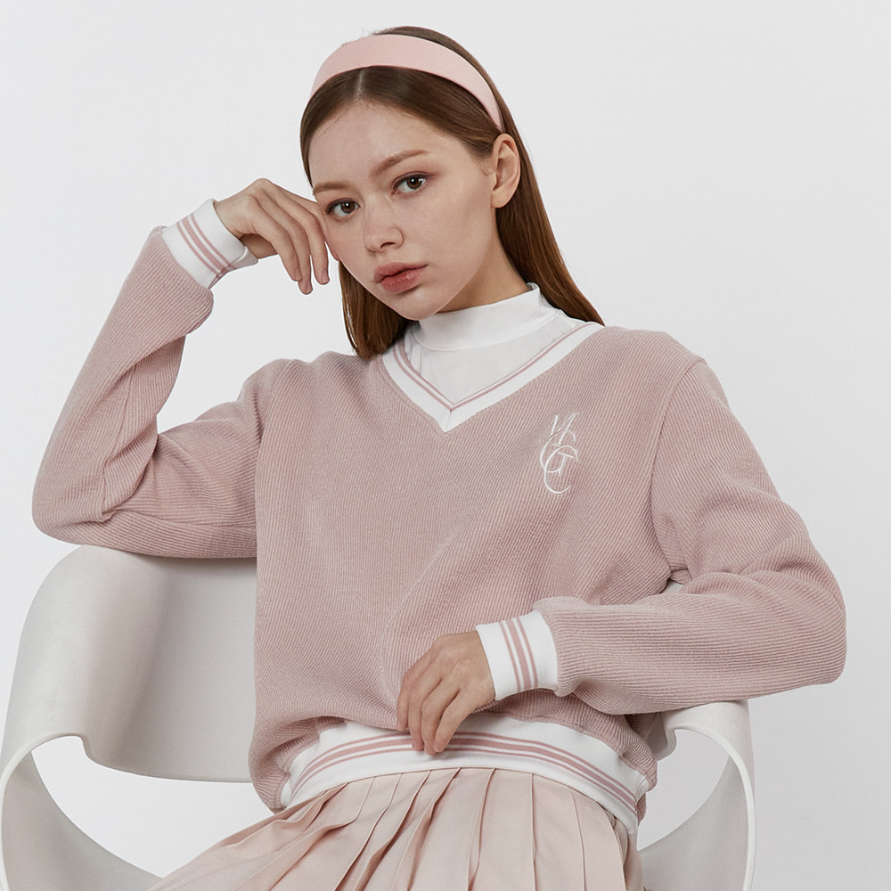 MGC V-NECK GOLF KNIT 프레피 브이넥 스웨터 PINK - 하고(HAGO)