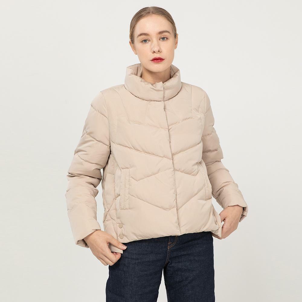 [리퍼브] High neck slit down padding - Beige - HAGO(하고)