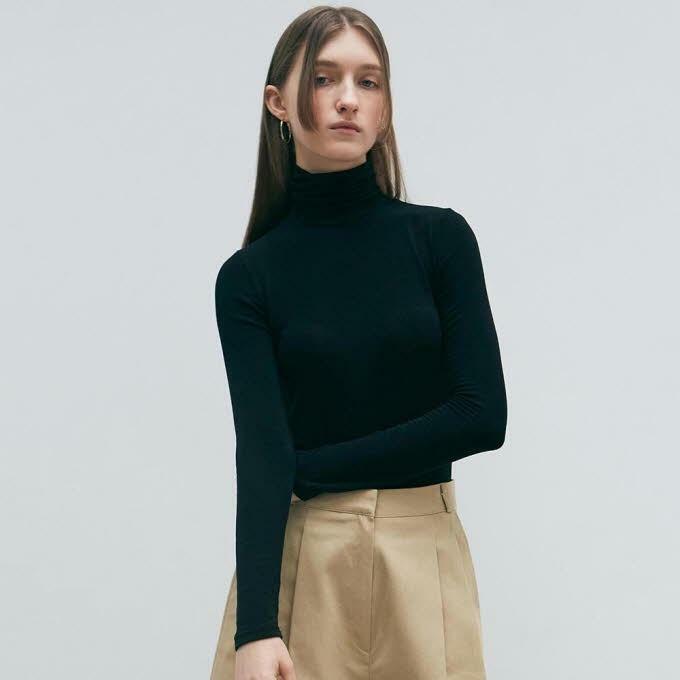 MINIMAL SLIM TURTLENECK TEE_BLACK - HAGO(하고)