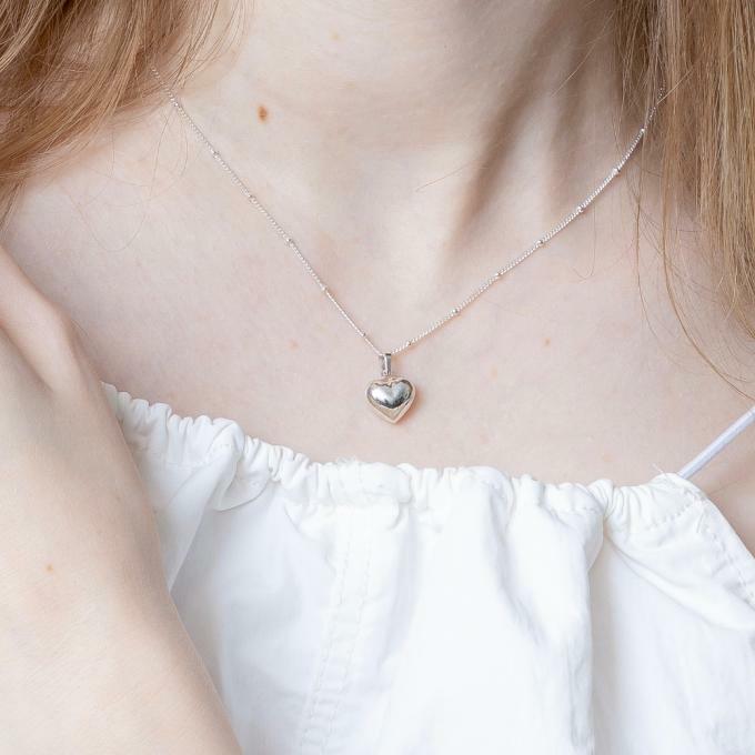 925 Silver Heart Ball Necklace - HAGO(하고)