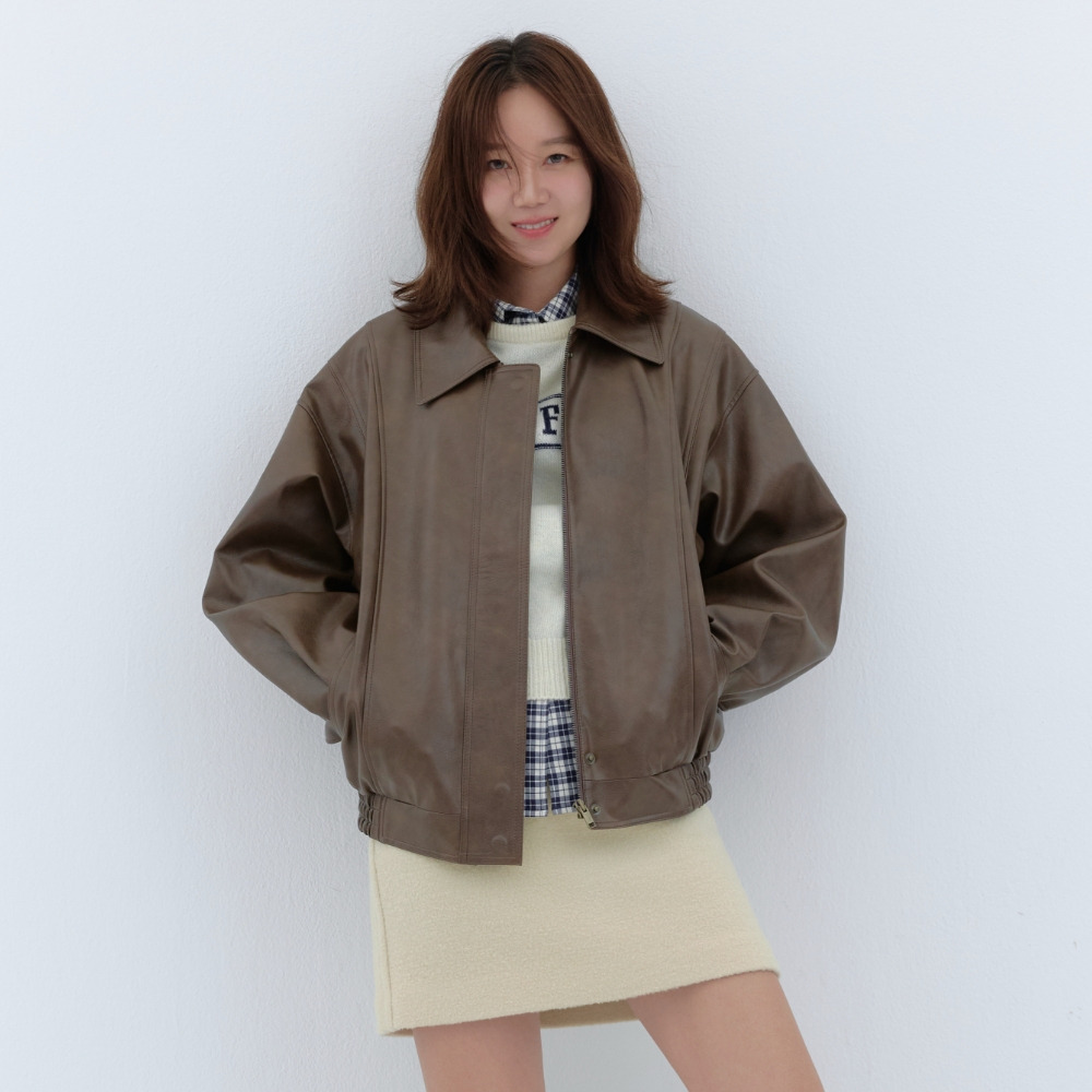 leather jacket - brown - HAGO(하고)