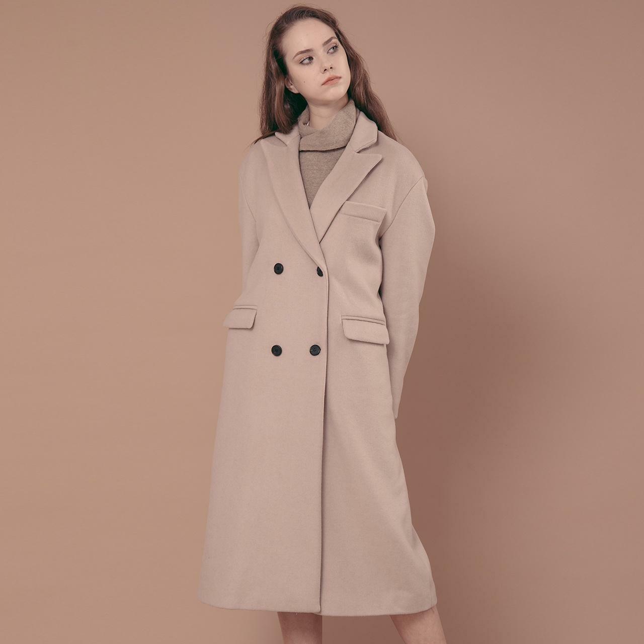 DOUBLE BELTED WOOL COAT -BG - HAGO(하고)