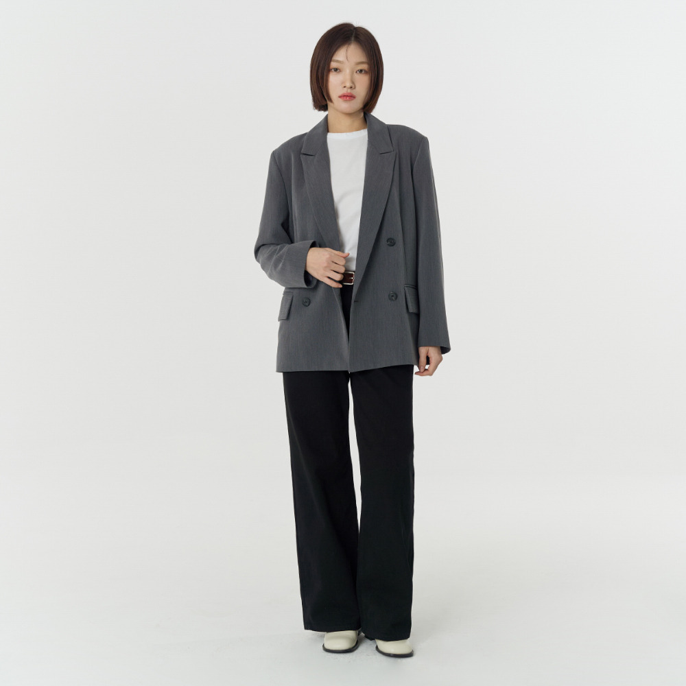 Boyfriend Fit Double Jacket (Grey) - 하고(HAGO)