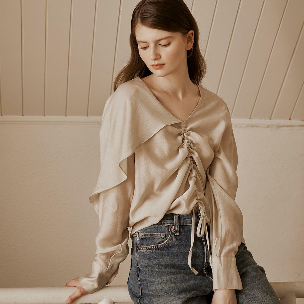Unblance frill string blouse - 하고