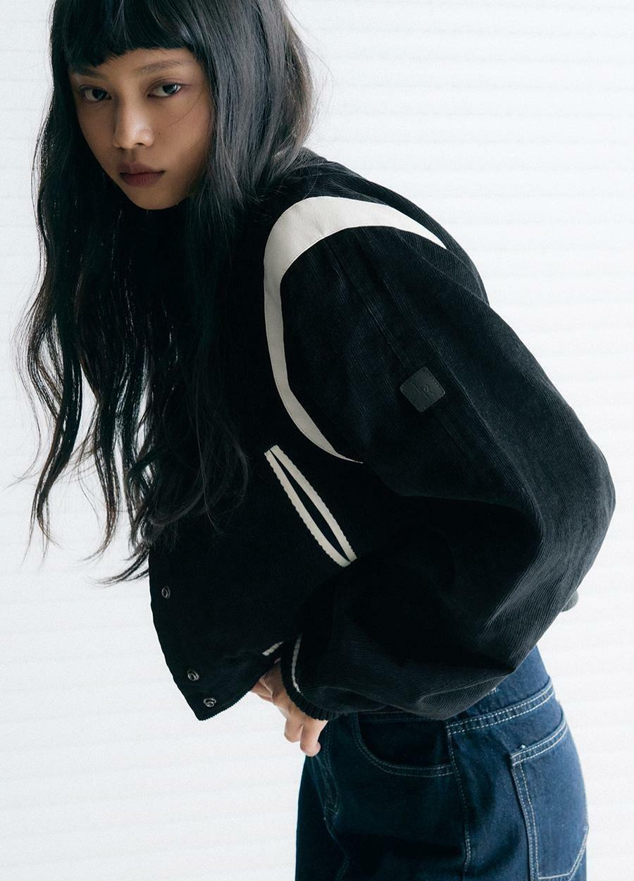 코듀로이 바시티 테디 자켓 [BLACK] - HAGO(하고)