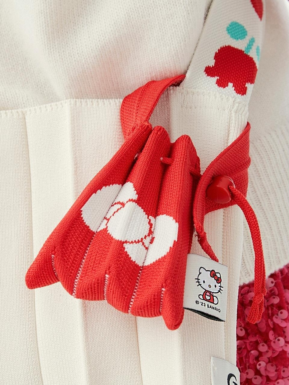 Lucky Pleats Knit Nano Bag Hello Kitty Barbados Red - 하고(HAGO)