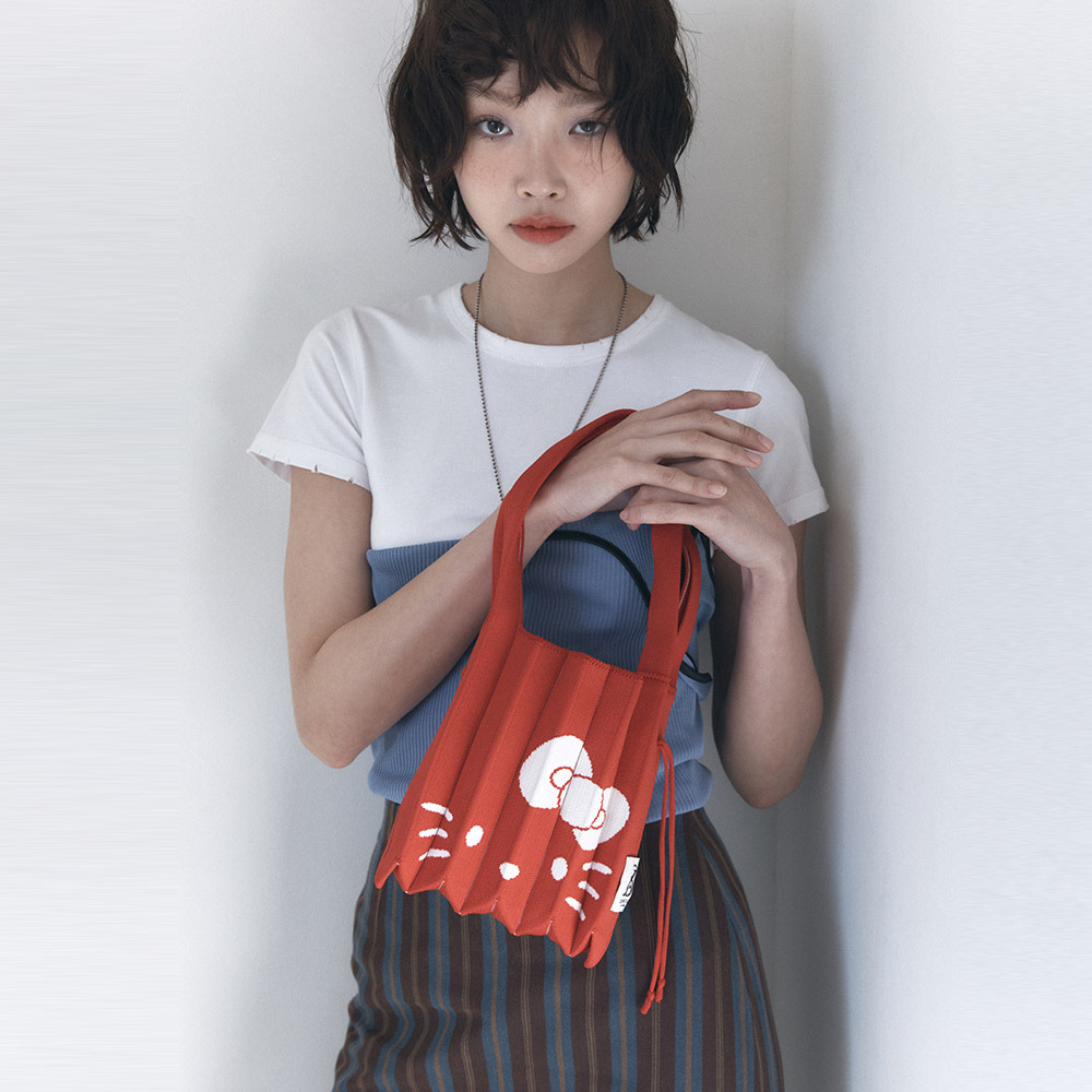 Lucky Pleats Knit S Hello Kitty Barbados Red - 하고