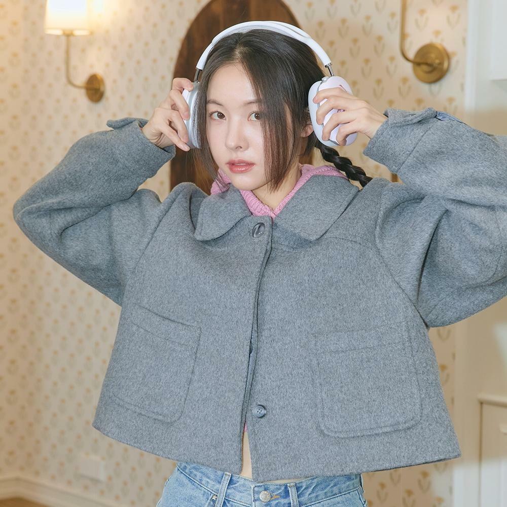 BUTTON WOOL COAT (GREY) - HAGO(하고)