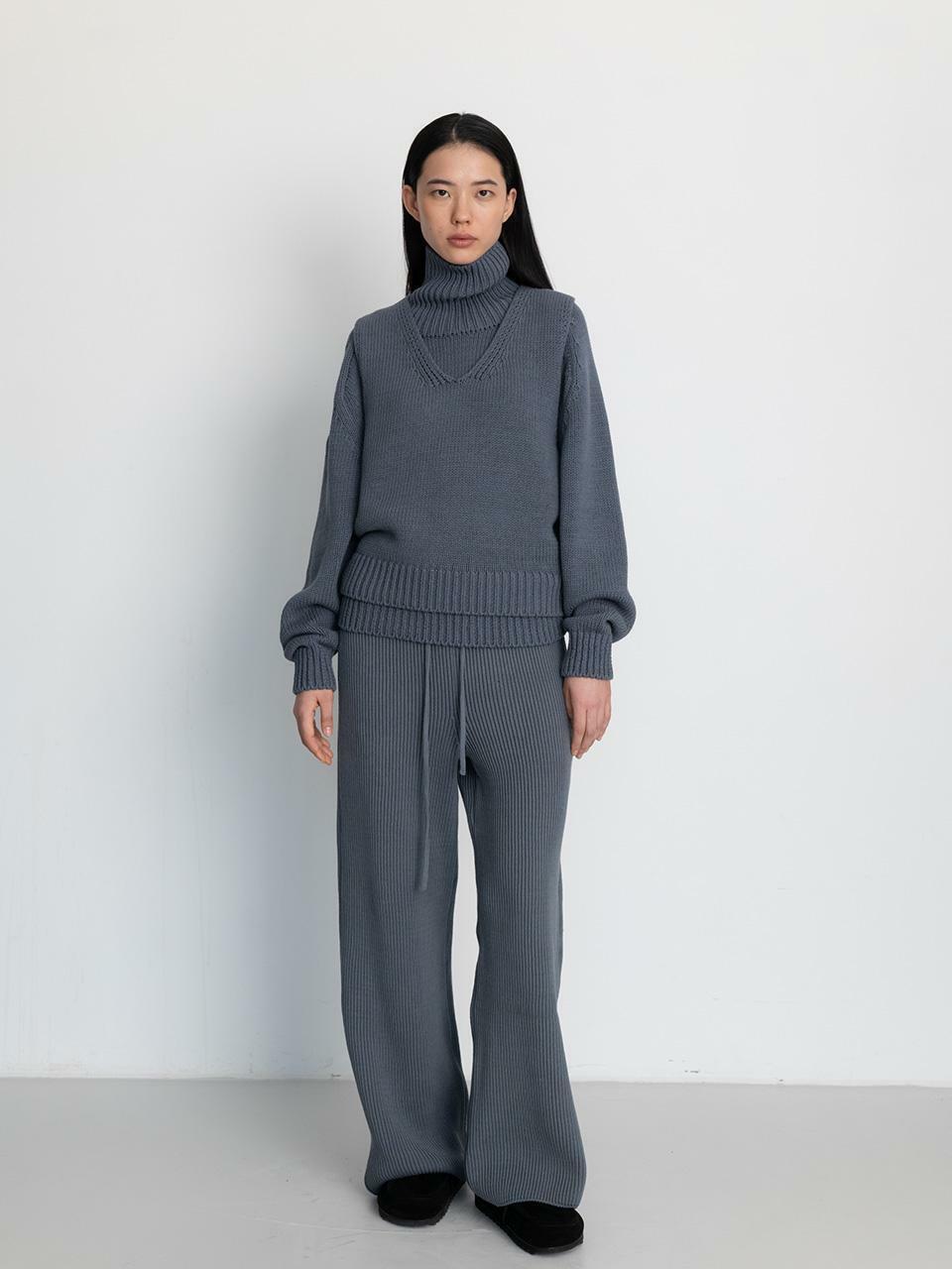 COTTON BLENDED BASIC KNIT PANTS [BLUE] - HAGO(하고)