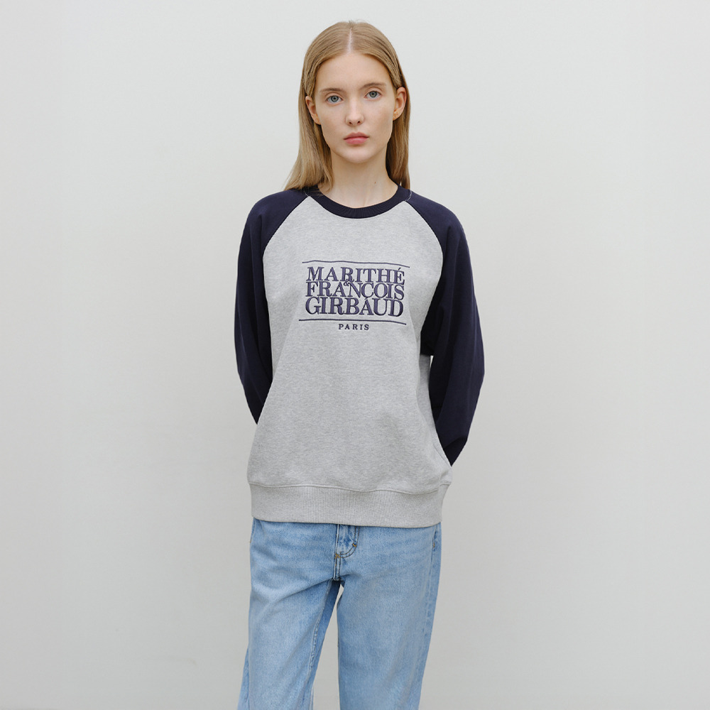 CLASSIC LOGO COLOR BLOCK RAGLAN SWEATSHIRT navy - 하고(HAGO)