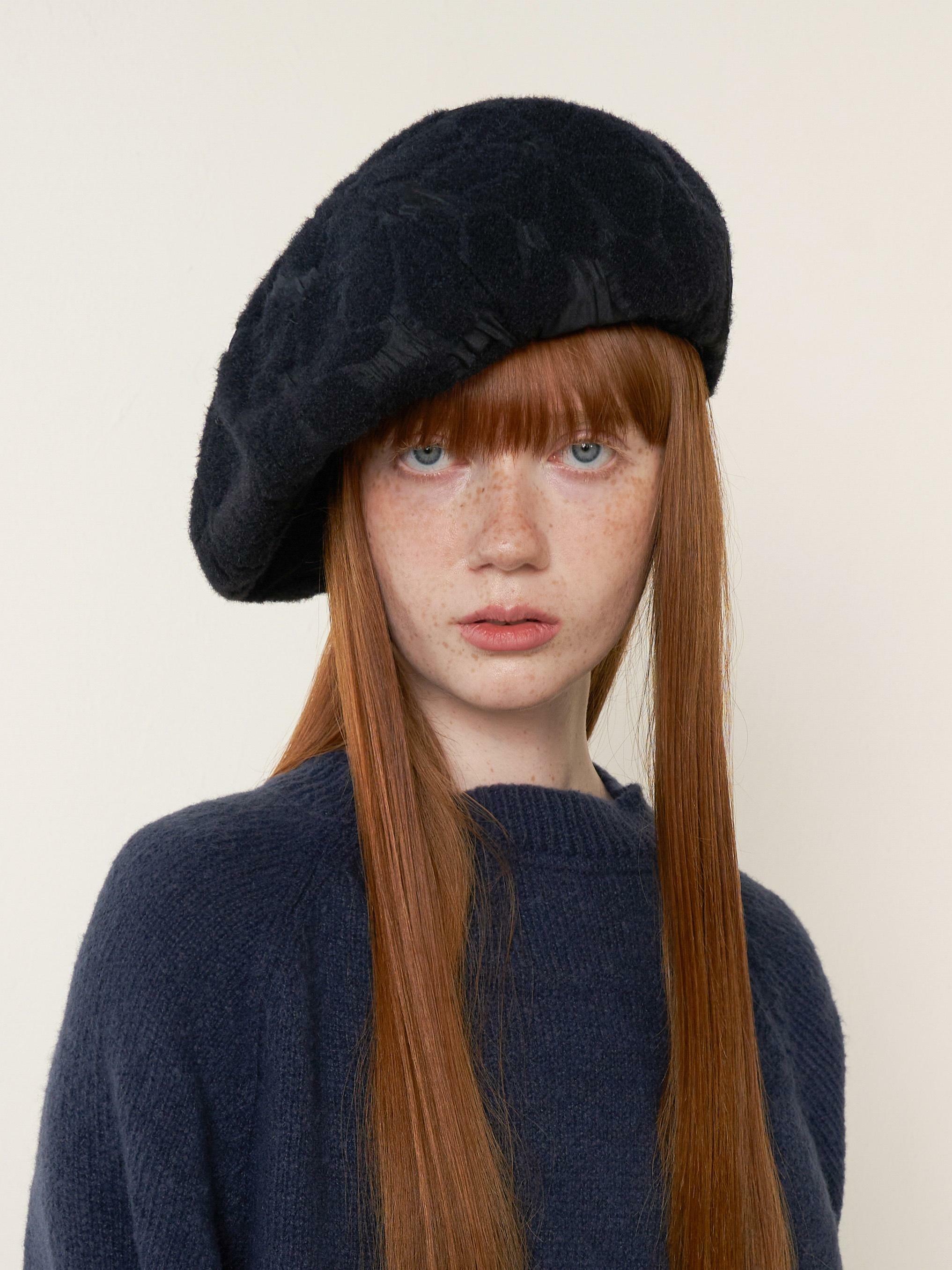 Wide Volume Beret – Navy - 하고