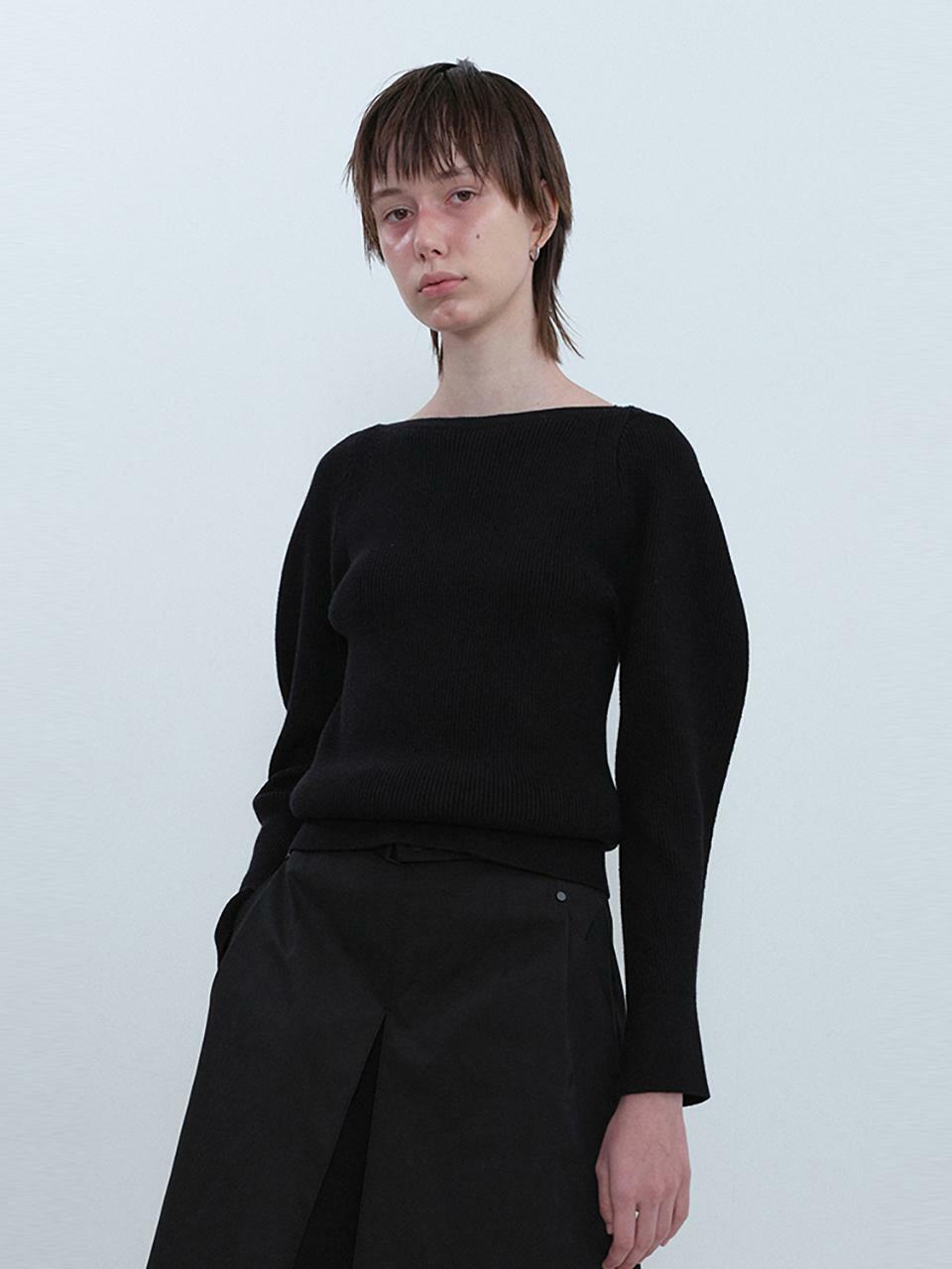 BOAT NECK SWEATER_BLACK - HAGO(하고)