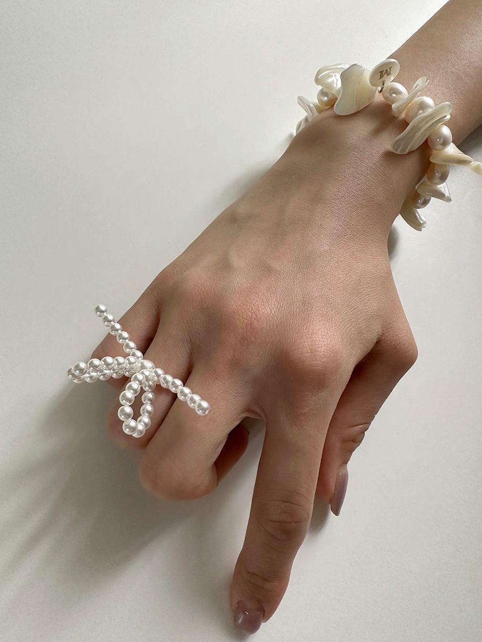 Pearl ribbon ring - HAGO(하고)