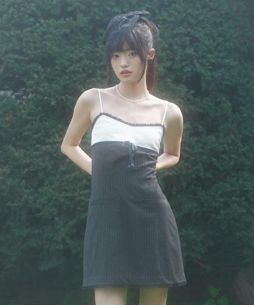 LACE SILK MINI OPS (BLACK) - HAGO(하고)