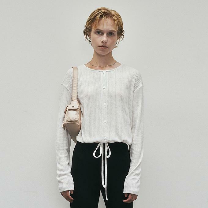 String Button Cardigan Top (Oatmeal) - HAGO(하고)