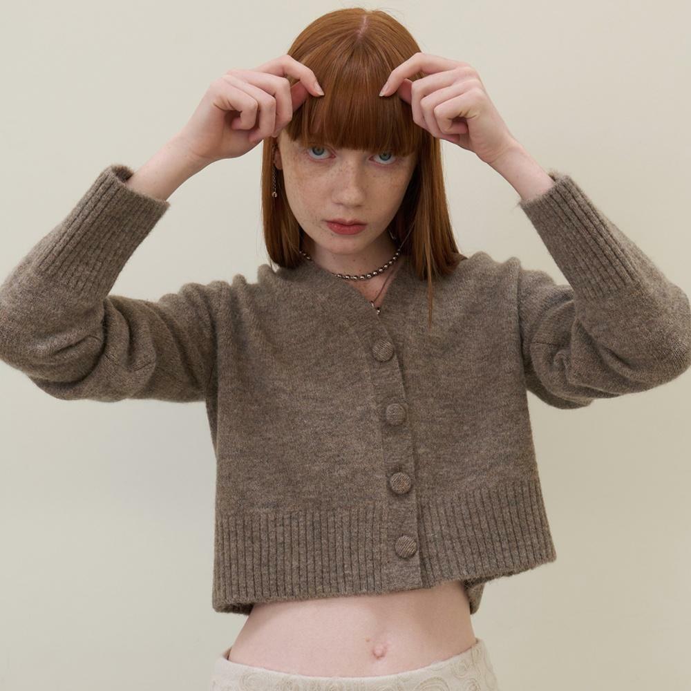 23 Fall_ Mocha Cropped Cardigan - HAGO(하고)