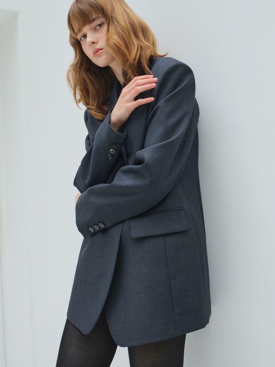 OVERSIZED WOOL JACKET / DARK GREY - HAGO(하고)