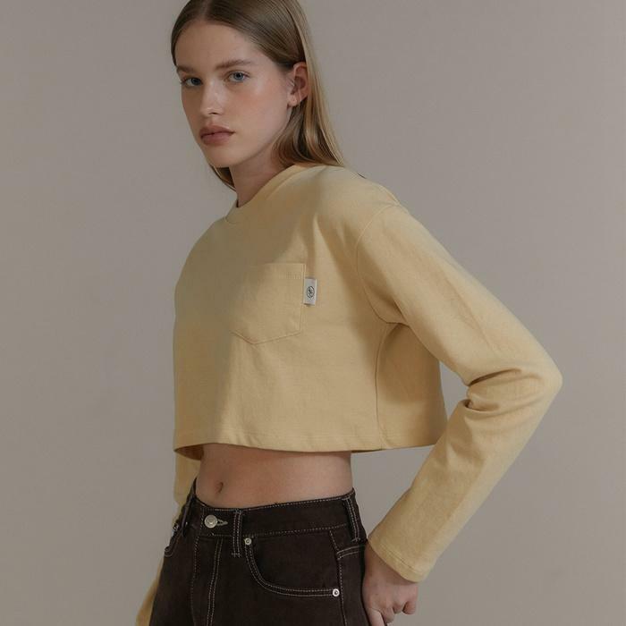 ANC POCKET CROP TEE_MUSTARD - HAGO(하고)