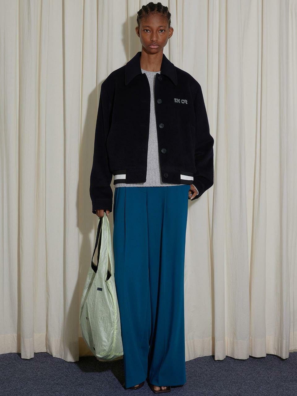 HERITAGE WOOL BOMBER JACKET - NAVY - 하고(HAGO)