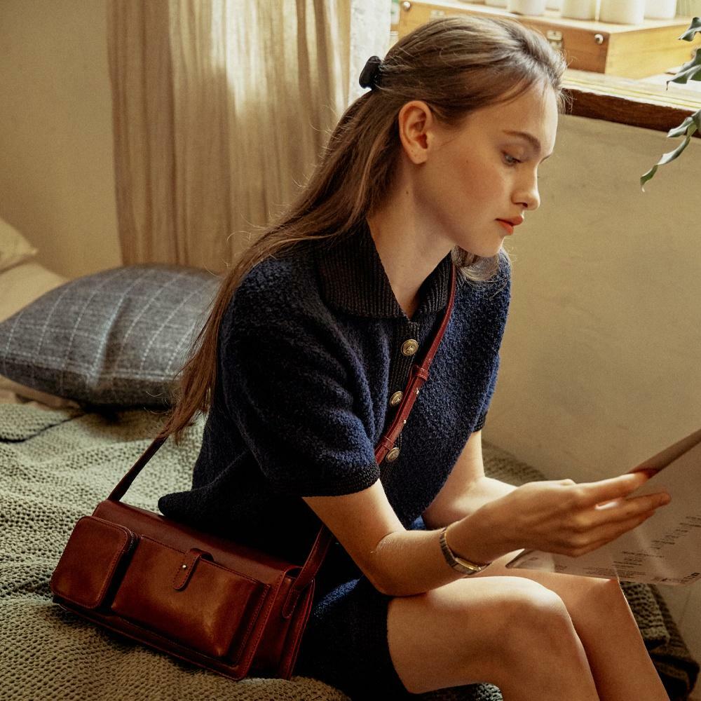 브로드 포켓백 버건디 - Broad Pocket Bag Burgundy - HAGO(하고)