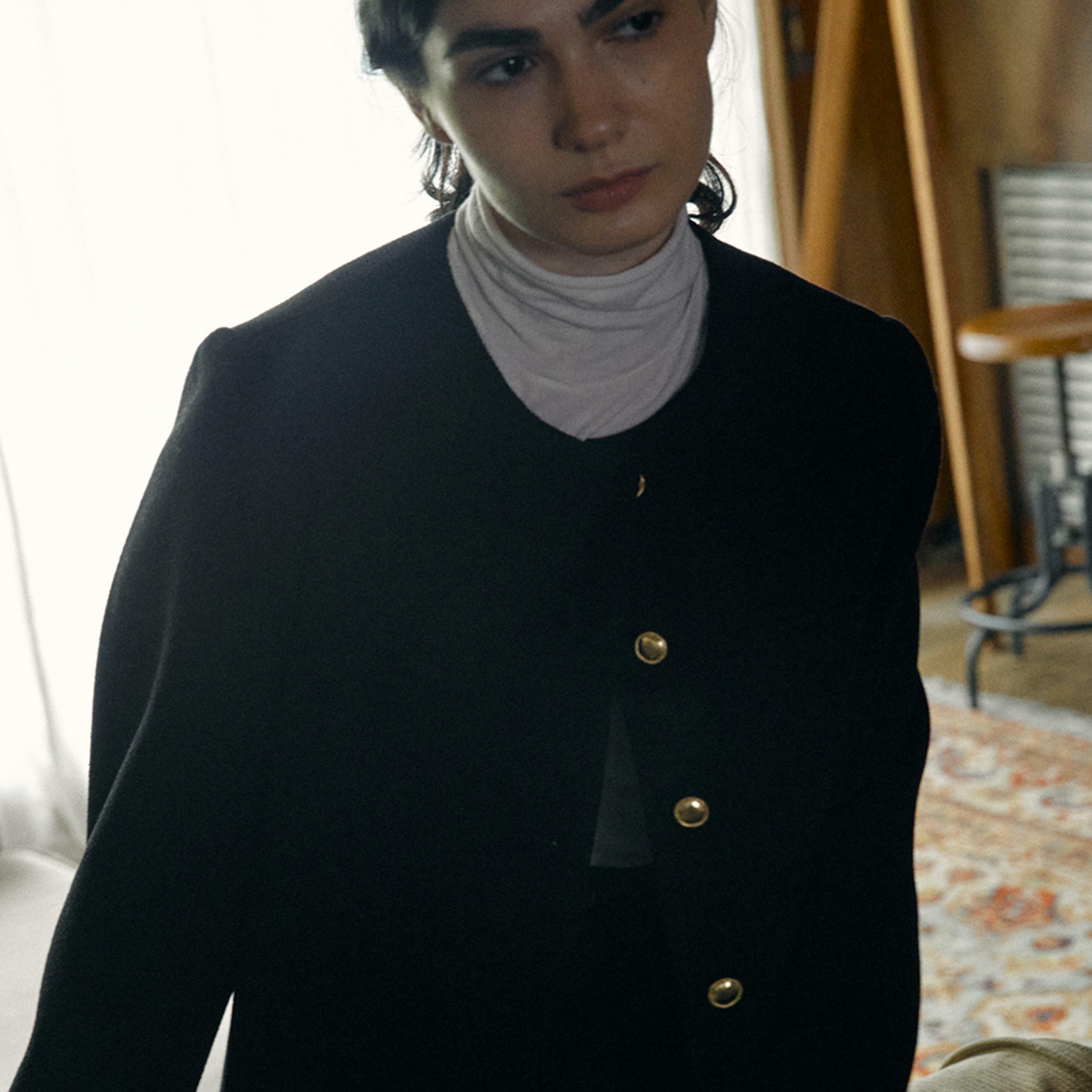 Classic Gold Button Wool Jacket (Black) - HAGO(하고)