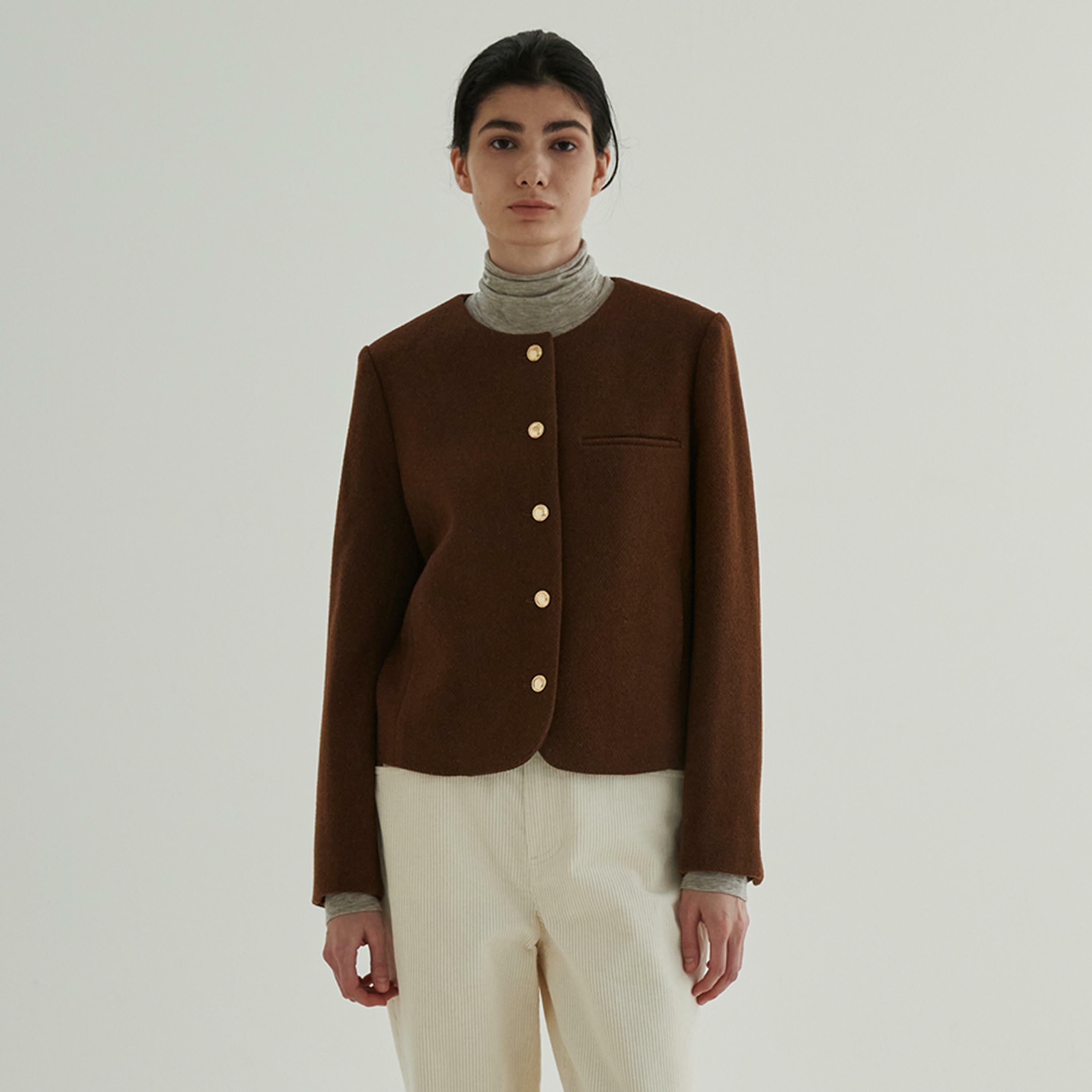 Classic Gold Button Wool Jacket (Brown) - HAGO(하고)