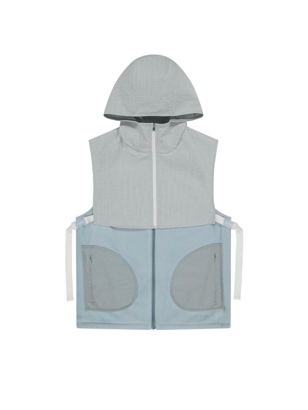HOODED GEAR FLEECE VEST [DUSTY BLUE] - HAGO(하고)
