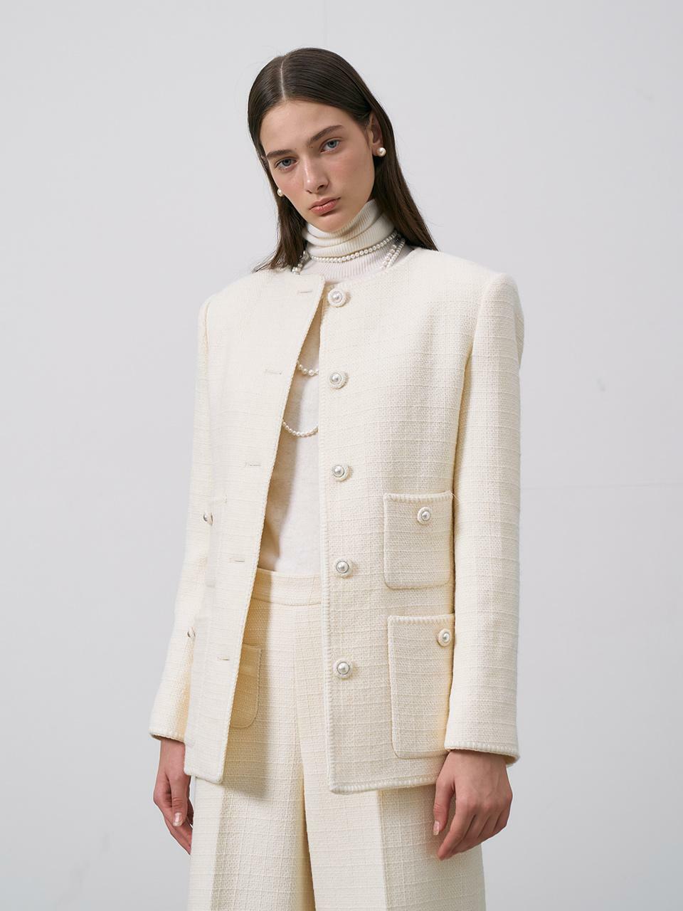 Tweed Long Button Jacket - 하고(HAGO)