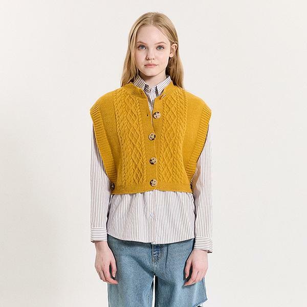 COZY BOXY VEST_MUSTARD - HAGO(하고)