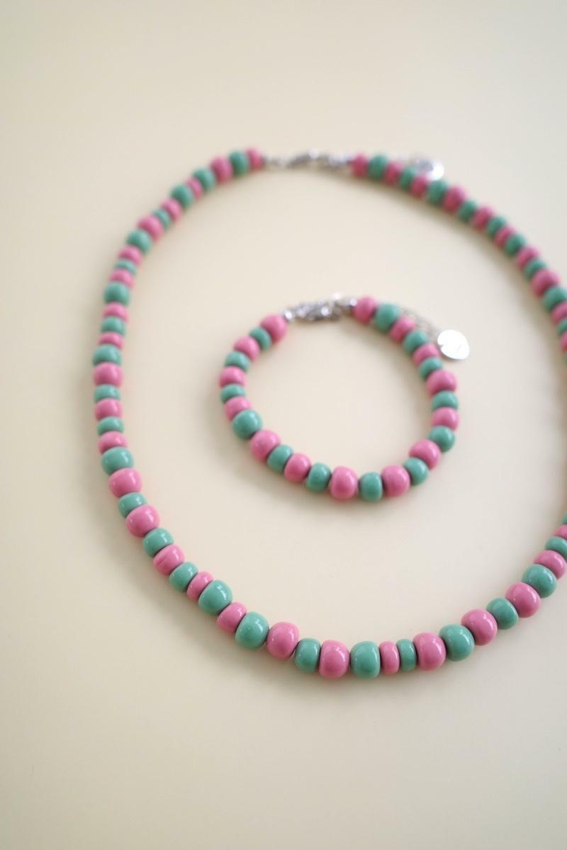 vintage pink vintage green bracelet - HAGO(하고)