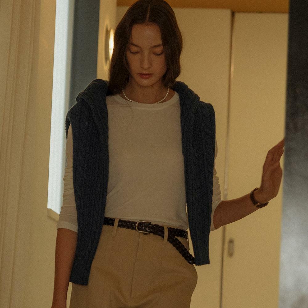 Soft tencel basic layered t-shirt_Ivory - 하고(HAGO)