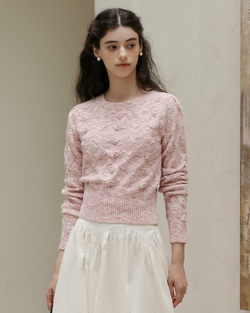 DD_Cable round knitted sweater_PINK - HAGO(하고)