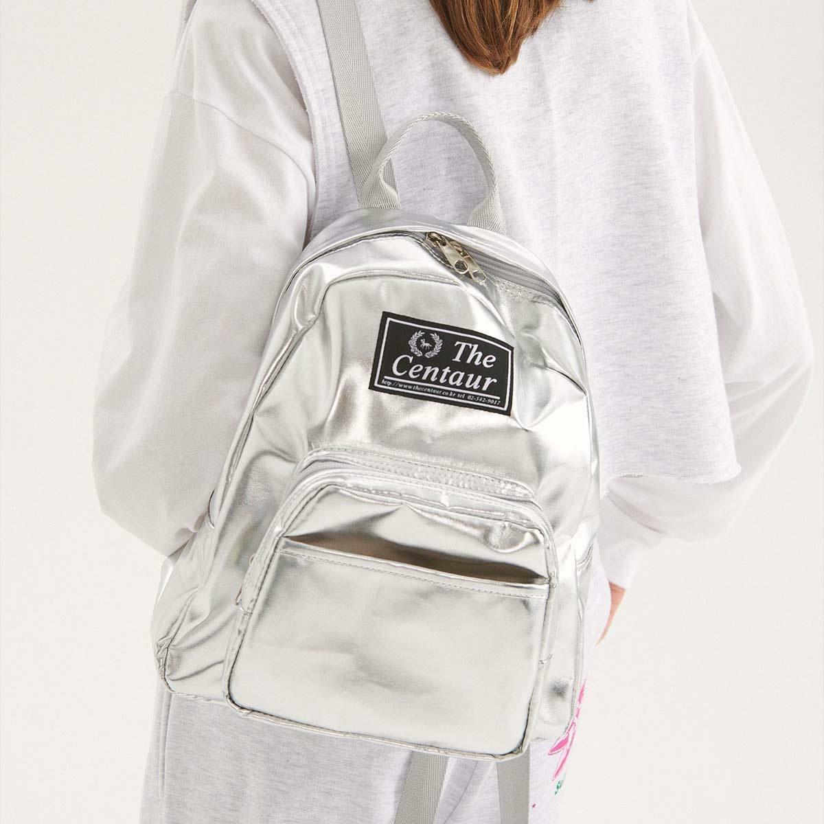 SILVER LEATHER MINI BACKPACK_SILVER - HAGO(하고)