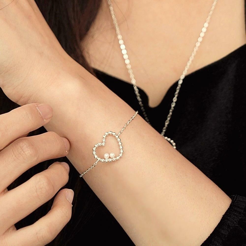 Heart ball chain pearl bracelet - HAGO(하고)