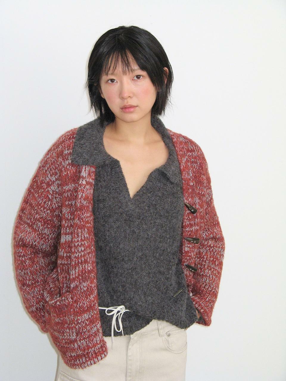 OPEN HACHI COLLOR KNIT, CHARCOAL - HAGO(하고)
