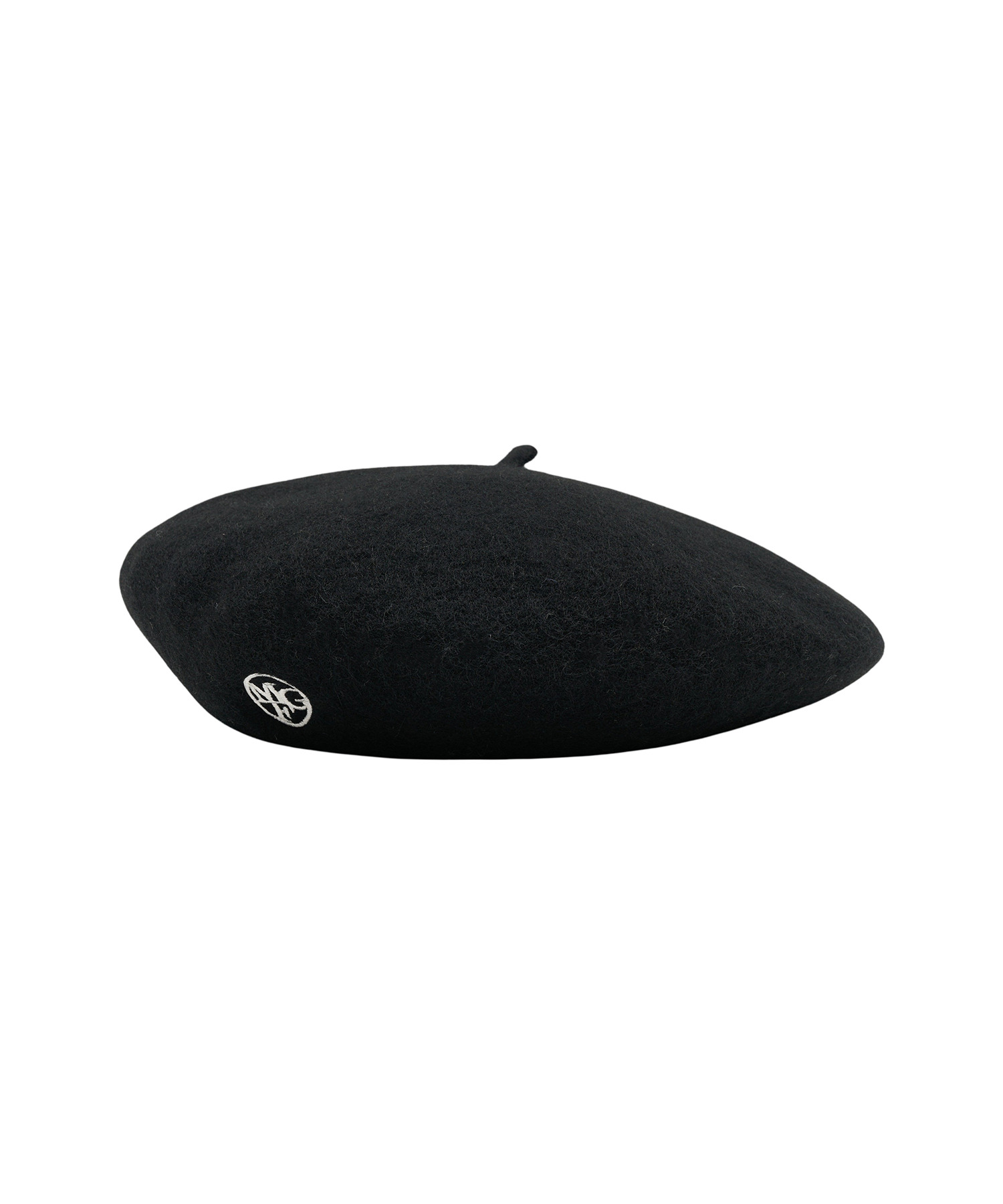 CIRCLE LOGO EMBROIDERY WOOL BERET black - 하고