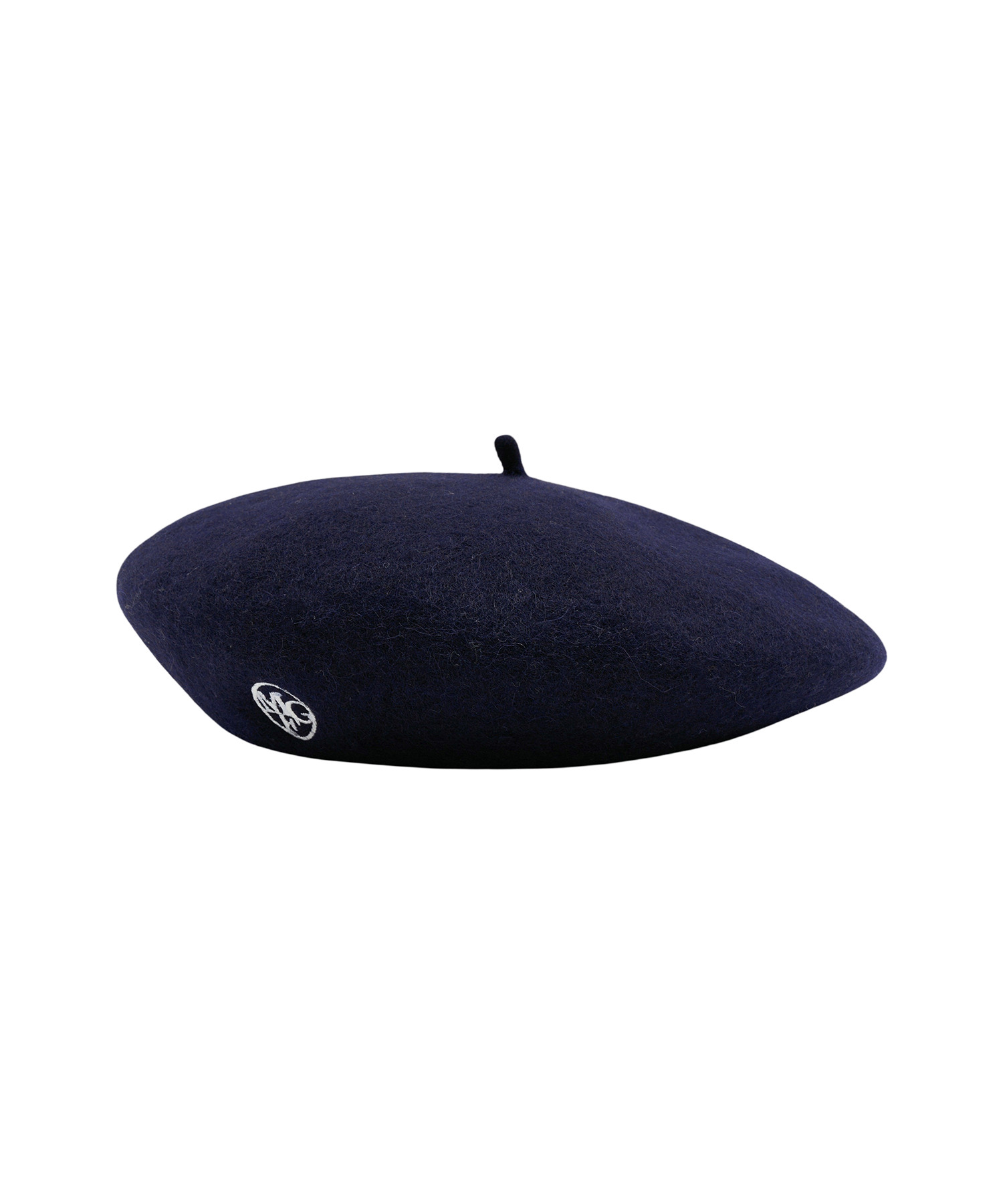CIRCLE LOGO EMBROIDERY WOOL BERET navy - 하고(HAGO)