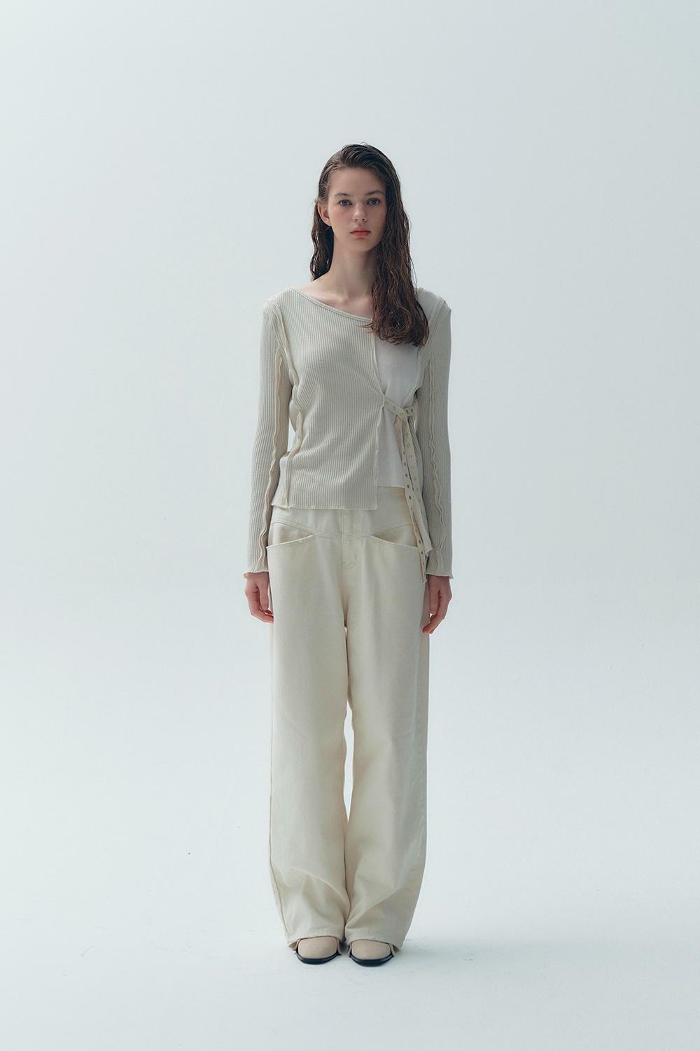 ANGLE POCKET DENIM PANTS [CREAM] - HAGO(하고)