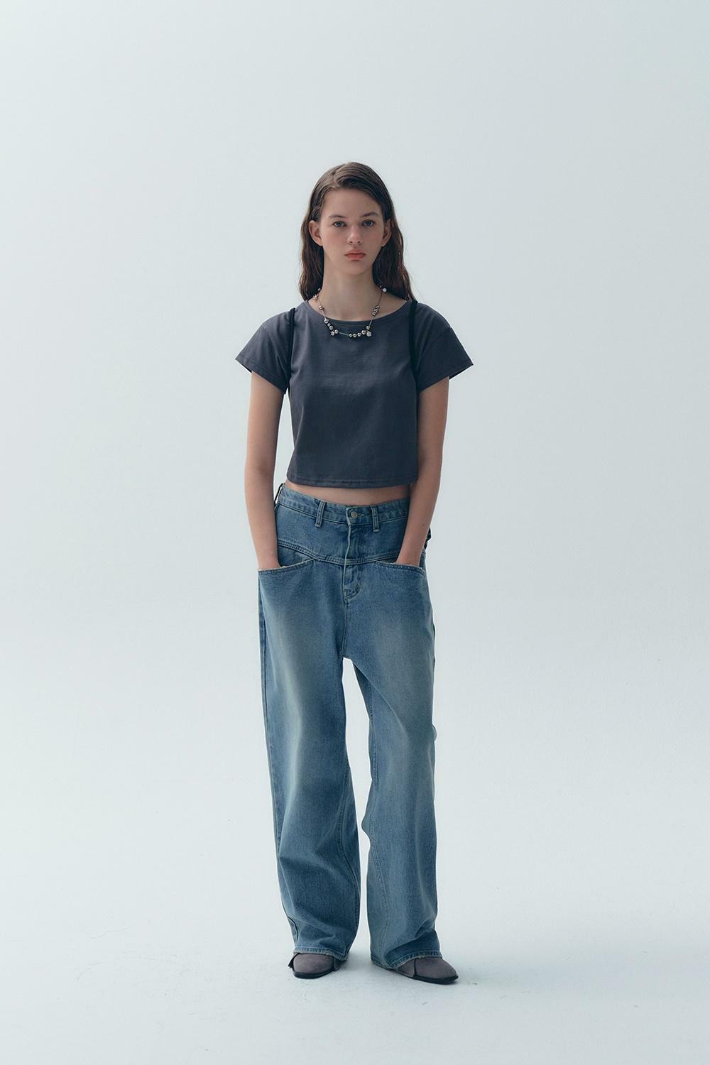 ANGLE POCKET DENIM PANTS [BLUE] - 하고